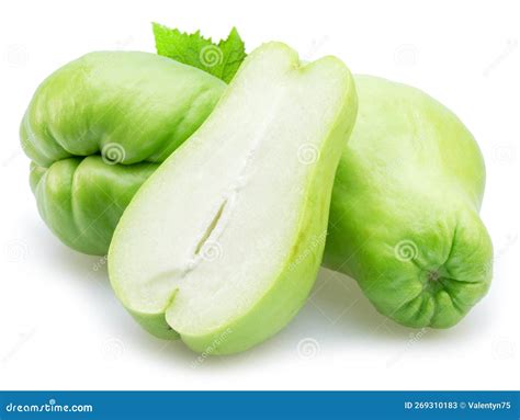 Chayote Fruit `sechium Edulis`and A Cut One Royalty Free Stock