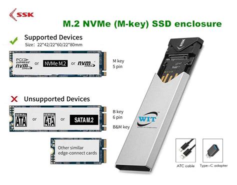 M 2 NVME M Key SSD Enclosure Adapter Converter Case For Type C Or USB 3 1 Gen 2 Or Thunderbolt