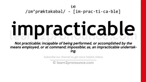 Pronunciation Of Impracticable Definition Of Impracticable Youtube