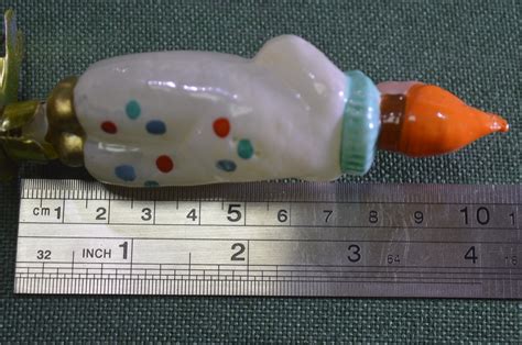 Купить Игрушка елочная стеклянная Клоун с дудочкой оранжевый колпачок Стекло прищепка 3