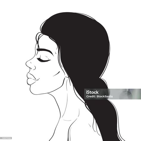 예쁜 아프리카 계 미국인 소녀 얼굴 에 프로필 흑인과 흰색 클로즈업 라인 예술 의 아름다움 흑인 여자 검은색에 대한 스톡 벡터 아트 및 기타 이미지 Istock