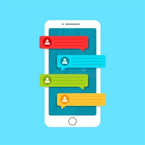 White Smartphone Screen With Group Chat Bubbles Vector Illustration