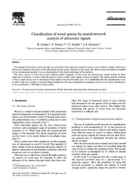 Pdf Classification Of Wood Species By Neural Network Analysis Of Ultrasonic Signals Dokumen Tips