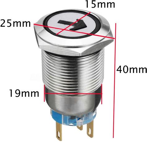 Buy Esupport Stainless Steel Momentary 19mm 12v 5a Red Led Light Toggle Switch Socket Plug Wire