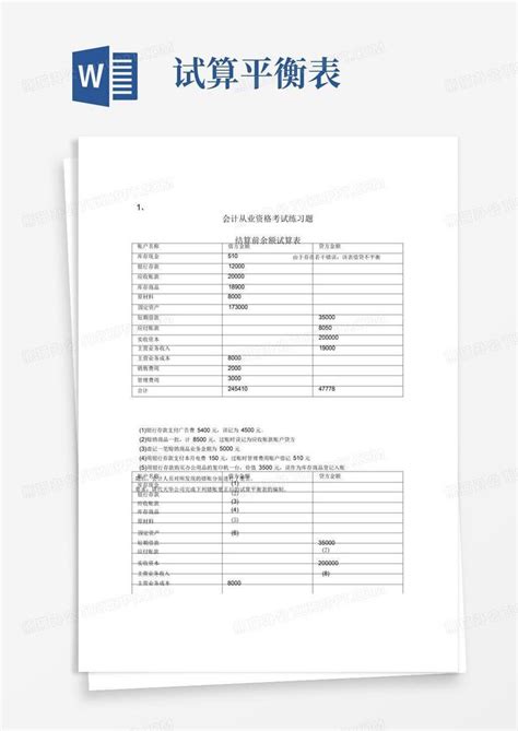 试算平衡表重点 一定要会做 Word模板下载 编号ldpennvo 熊猫办公