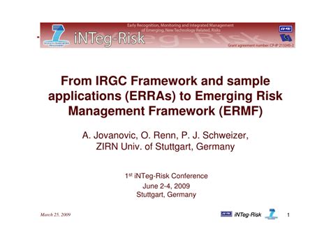 Pdf From Irgc Framework And Sample Applications Erras To Emerging Risk Management Framework