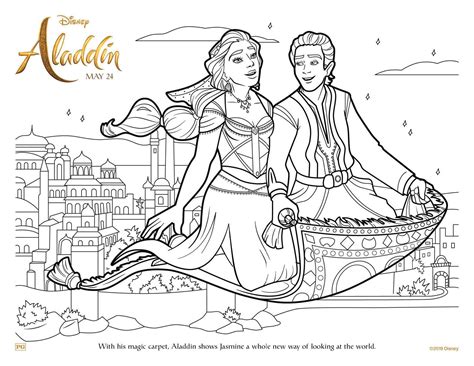 Aladdin And Jasmine Disney Coloring Pages