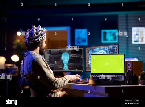 Software Engineer With Eeg Headset Starting Mind Upload Trying To Gain Bionic Powers Isolated