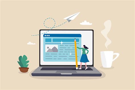 콘텐츠 작성자 블로거 또는 총알 저널 출판 편집자 또는 온라인 기사 작성 광고 카피라이터 프리랜서 저널리스트 개념 웹사이트에