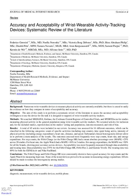 Pdf Accuracy And Acceptability Of Wrist Wearable Activity Tracking Devices Systematic Review