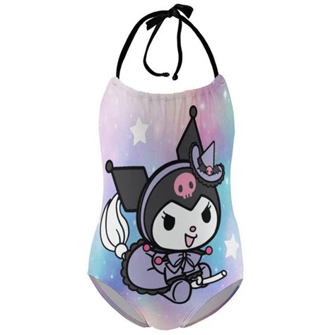 Kuromi Girls One Piece Swimsuit Quick Dry Swimwear Print Bathing Suit