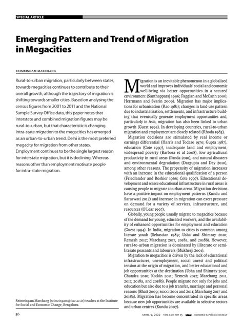 Emerging Pattern And Trend Of Migration In Megacities Special Article
