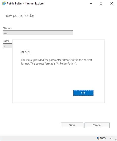 The Value Provided For Parameter Isn T In The Correct Format Exchange Public Folder