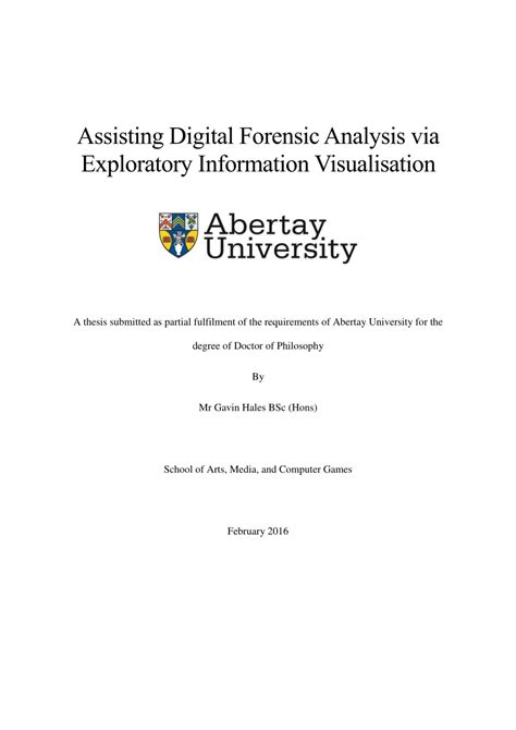 Pdf Assisting Digital Forensic Analysis Via Exploratory Information Visualisation