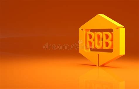 Yellow Rgb And Cmyk Color Mixing Icon Isolated On Orange Background