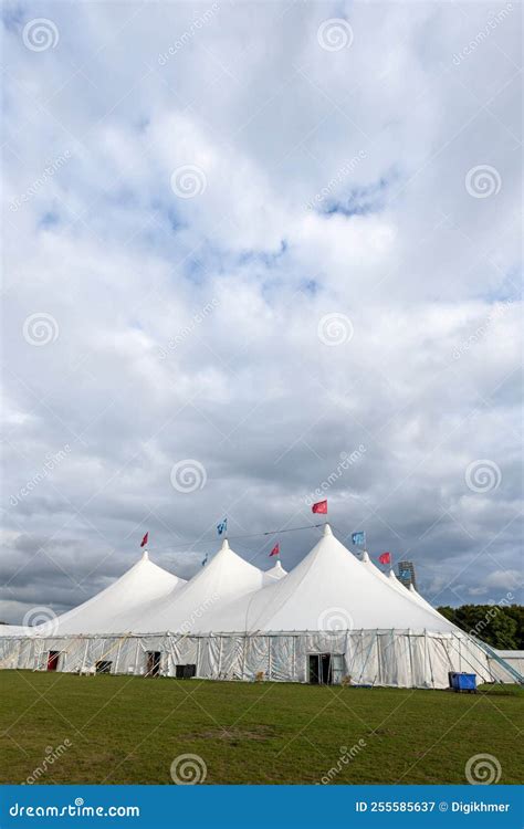 Portrait View Of A White Color Circus Tent Stock Image Image Of