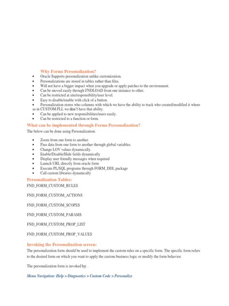Forms Personalization Pdf Subroutine Oracle Database