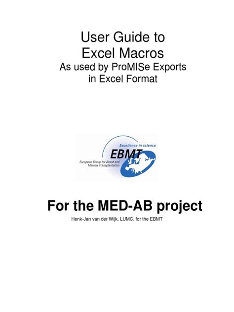 user guide to excel macros for the med ab project pdf microsoft
