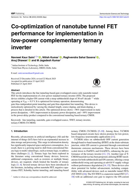 Co Optimization Of Nanotube Tunnel Fet Performance For Implementation In Low Power Complementary