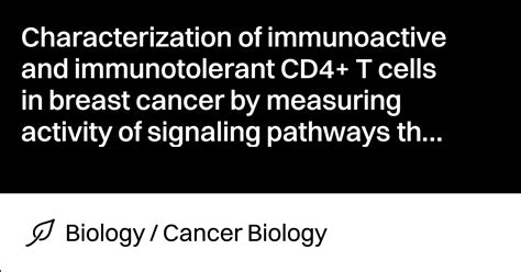 Characterization Of Immunoactive And Immunotolerant Cd4 T Cells In