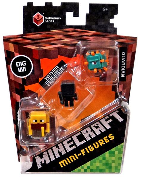 Minecraft Netherrack Series 3 Blaze Wither Skeleton Guardian Mini Figure 3 Pack Mattel Toys