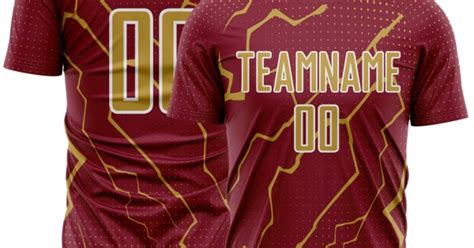 Jersey Sports Uniform Lightning Gold White Soccer Custom Crimson