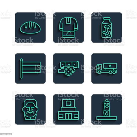조셉 스탈린 레닌 영묘 슬라브 이교도 우상 절인 오이 항아리 대포 러시아 국기 빵 덩어리 및 유조선 트럭 아이콘을 설정합니다 벡터 0명에 대한 스톡 벡터 아트 및 기타