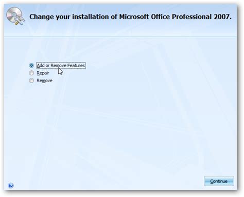 add or remove program features ~ microsoft office support