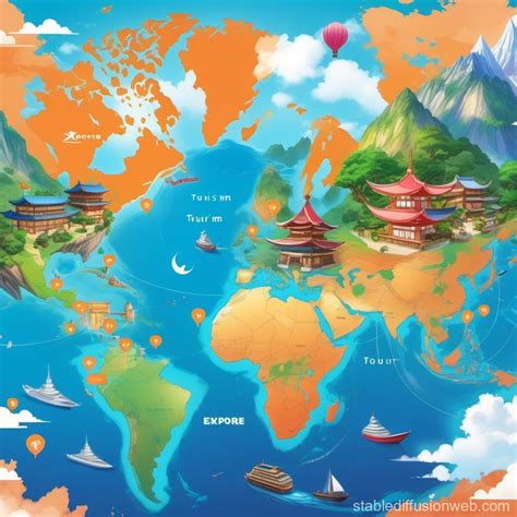 Explore Tours World Map Logo Stable Diffusion Online