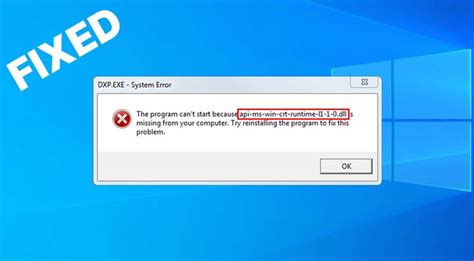 How To Fix Api Ms Win Crt Runtime L1 1 0dll Is Missing Error