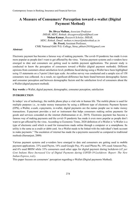 Pdf A Measure Of Consumers Perception Towards E Wallet Digital Payment Methods