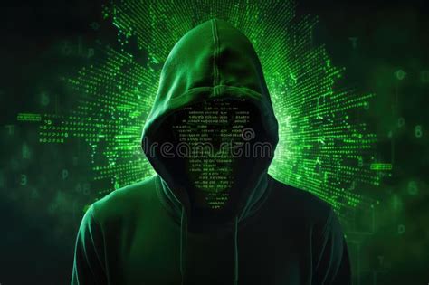 Cyber Security Hacker With A Hoodie Hiding Face Computer Technology Background Generative Ai