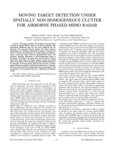 Pdf Moving Target Detection Under Spatially Nonhomogeneous Clutter For Airborne Phased Mimo Radar