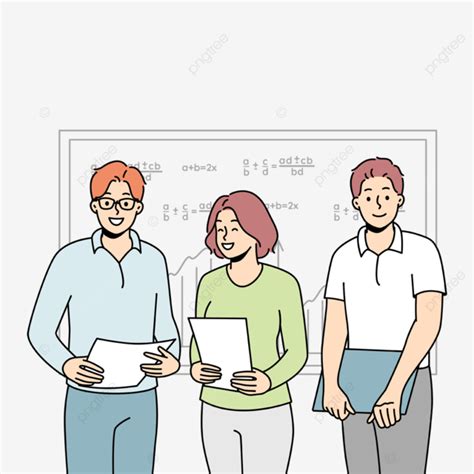 улыбающиеся студенты делают презентацию возле доски Png ученики доска презентация Png