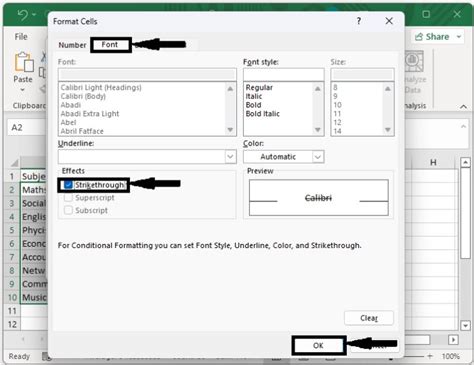 How To Auto Strikethrough Based On Cell Value In Excel