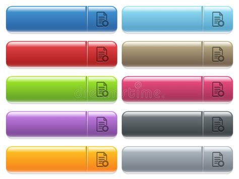 Document Certificate Icons On Color Glossy Rectangular Menu Button Stock Vector Illustration