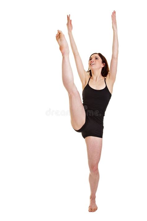 Woman Lifting Her Leg Up Stock Image Image Of Flexible 19479691