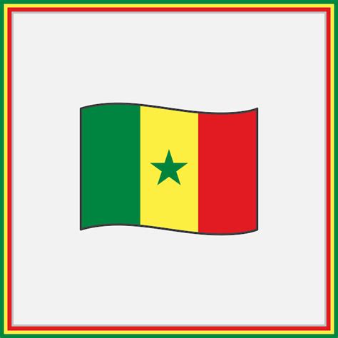 세네갈 국기 만화 벡터 일러스트 레이 션 세네갈 플랫 아이콘 개요 국가 세네갈 국기의 국기 프리미엄 벡터