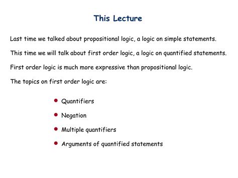 Discrete Math Lecture 02 First Order Logic Ppt