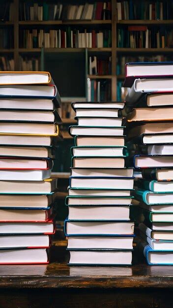 Abundance Of Books Arranged In A Tidy Stack On Table Vertical Mobile