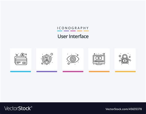 user interface line 5 icon pack including youtube vector image