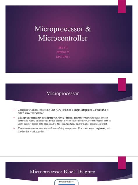 Lecture 1 Microprocessor And Microcontroller Pdf Central Processing Unit Microprocessor