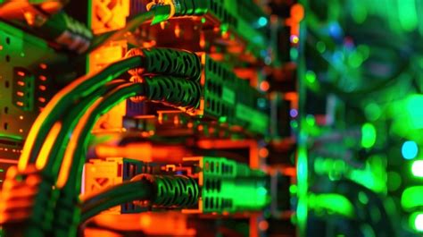 Technology Data Center Server Optical Fiber Network Switch Port Premium Ai Generated Image