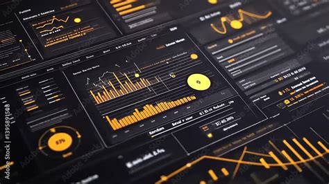 Futuristic Data Visualization An Immersive Display Of Charts Graphs And Key Performance
