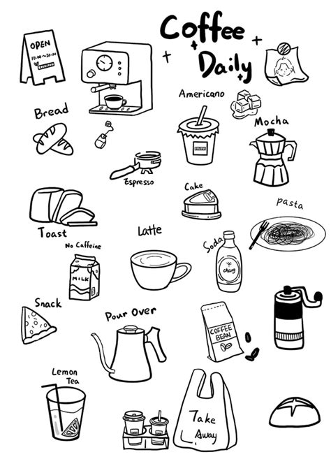 分享 咖啡甜品简笔画 花瓣网