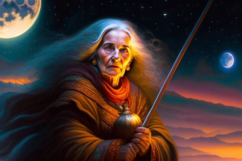 Lexica Old Crone Witch Riding A Flying Broom And Holding A Big Bag