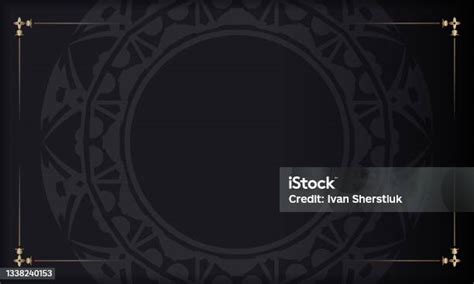 그리스 고급 장식품과 로고를 위한 장소가 있는 블랙 배너 추상 패턴이 있는 엽서 인쇄 설계용 템플릿 0명에 대한 스톡 벡터 아트