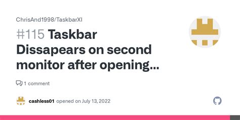 Taskbar Dissapears On Second Monitor After Opening TaskbarXI Issue ChrisAnd