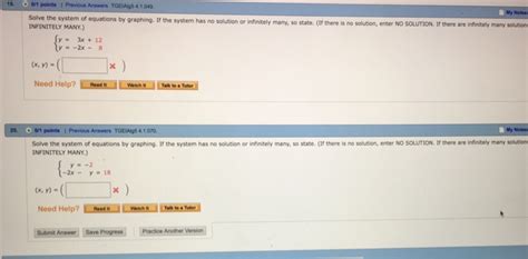 Solved Solve The System Of Equations By Graphing If The Chegg