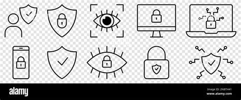 Security Line Icons Eye Access Internet Protection Laptop Password